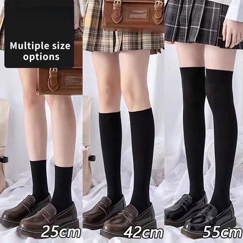 Japanese Jk Over Knee Socks Female White Black Long And Cotton Half ...