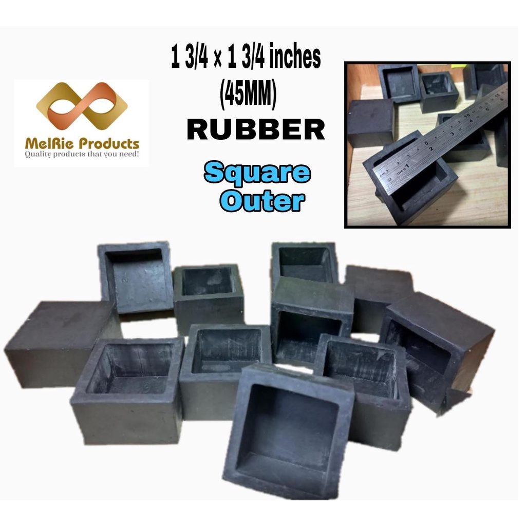 1 3/4 x 1 3/4 inches (45MM) SQUARE OUTER HEAVY DUTY Tubular Rubber ...