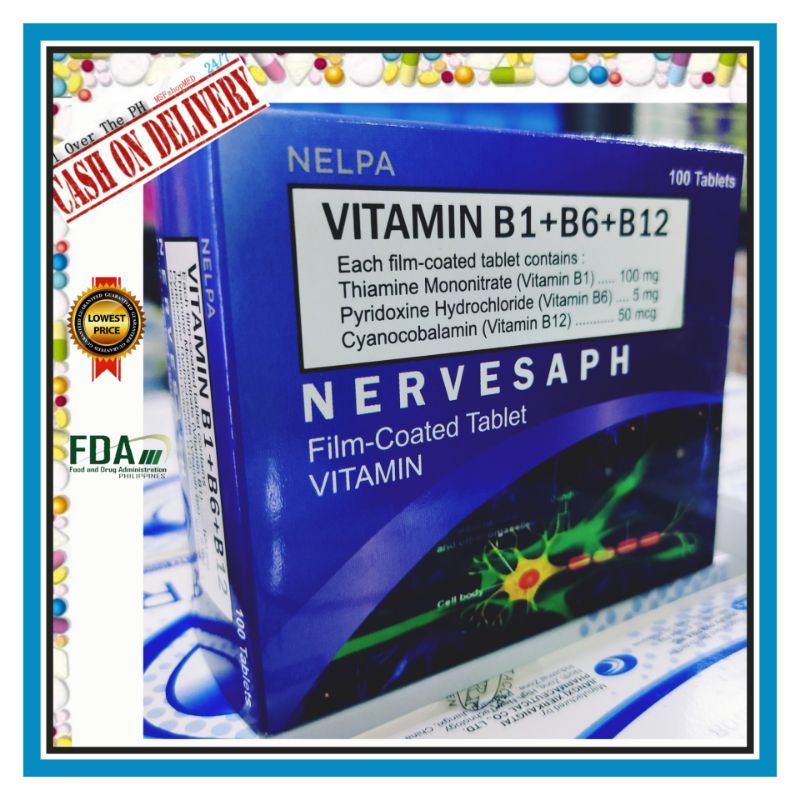 NERVESAPH VITAMIN B COMPLEX B1+B6+B12 Tablet 100s | Shopee Philippines