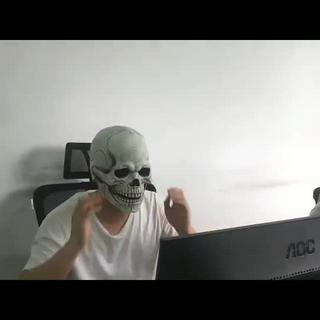 Creepy Head Skull Mask Movable Jaw Adult Realistic Latex Helmet Scary ...
