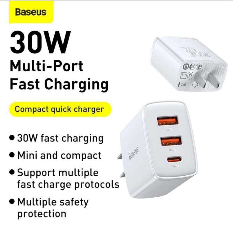 Baseus Compact Quick Charger 30W ultra-Compact Charger | Shopee Philippines