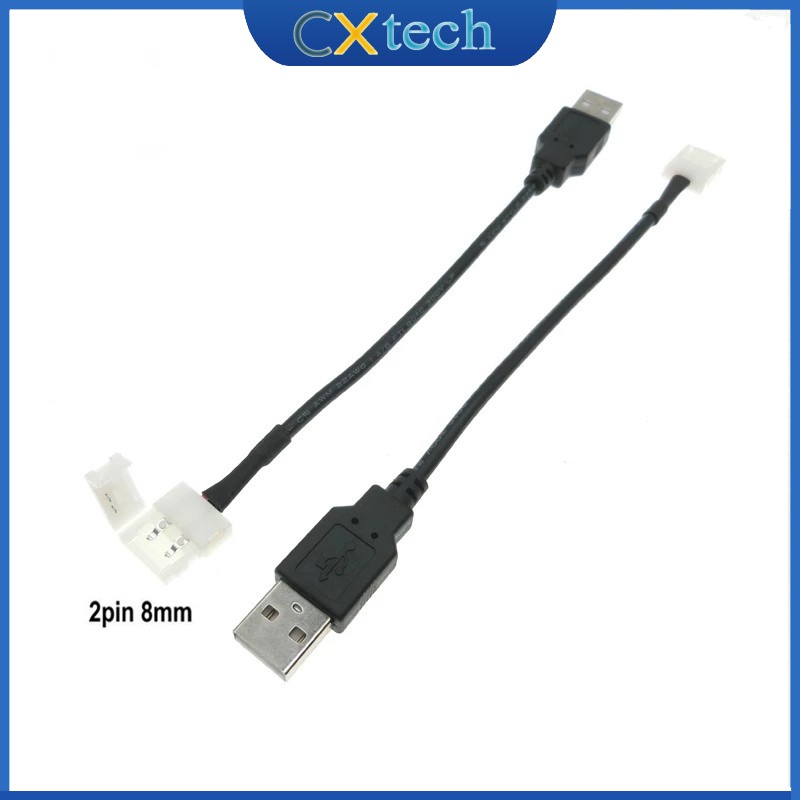 DC5V LED Light Strip Connector USB to 2 Pin 8MM Solderless Quick ...