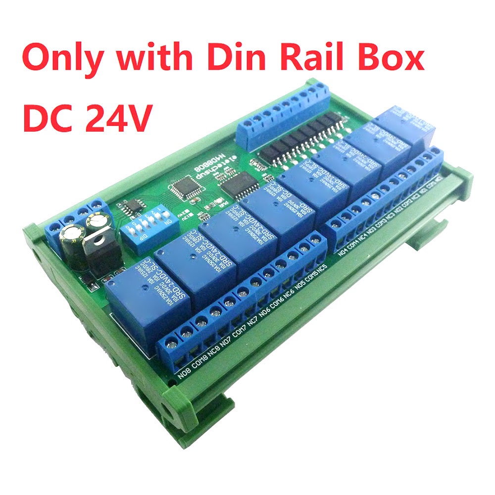 DIYMORE Dc 12V 24V 8 Isolated Inputs And Outputs Din 35 C45 Rail Box Uart Rs485 Relay Module ...