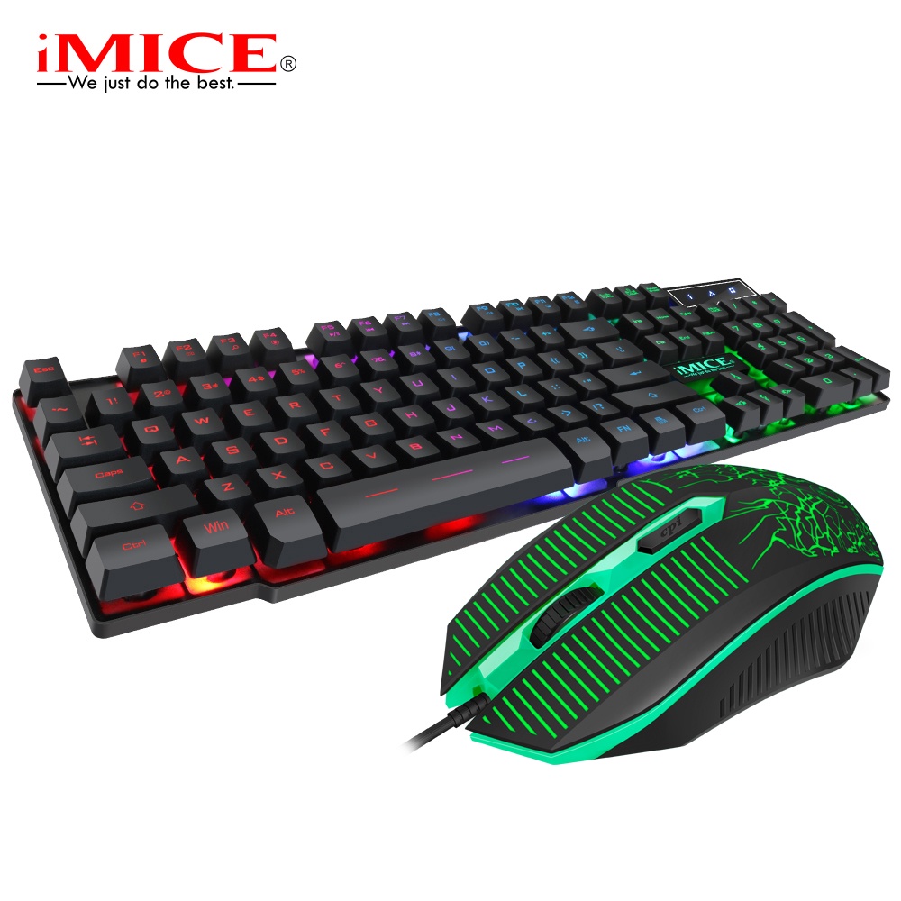 Original iMICE KM680 LED Rainbow Color LED Backlight USB Gaming Keyboard And Mouse Set（Black ...