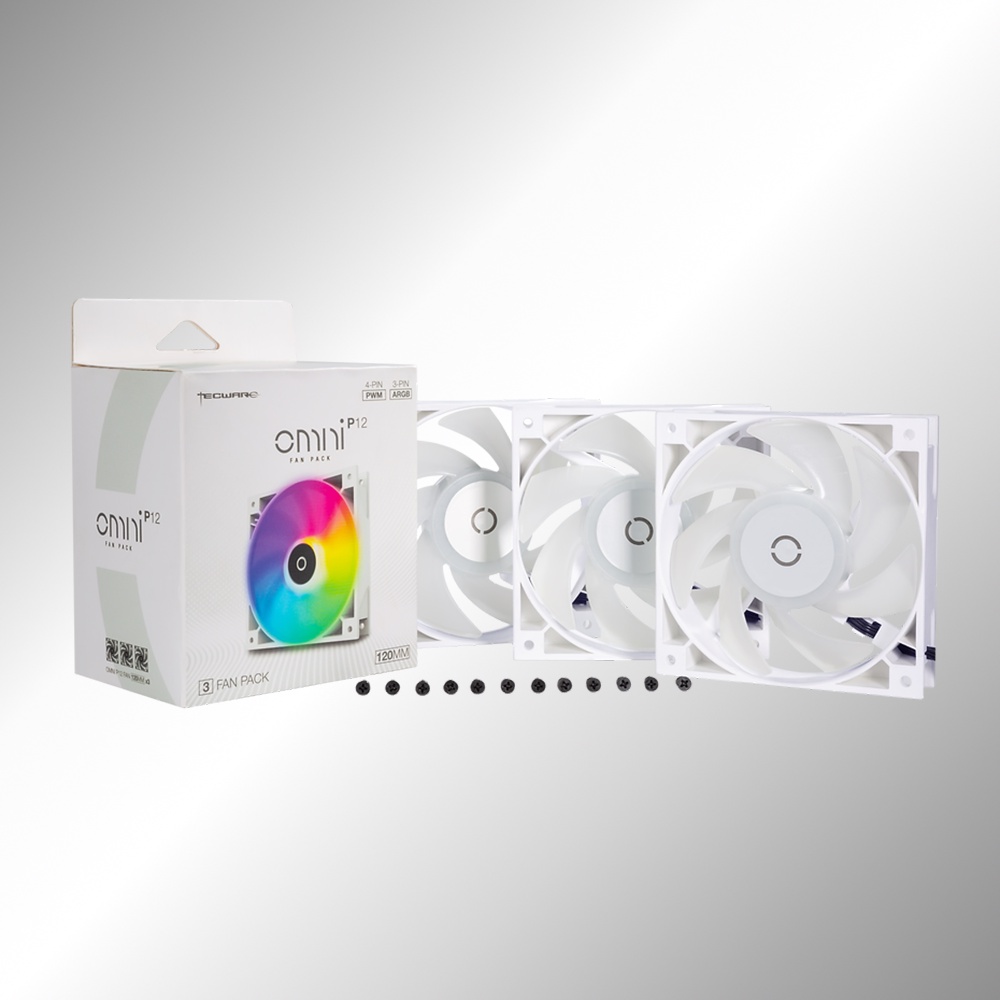 Tecware Omni P12 120mm Fans Black / White w/ Omni Fan Hub ARGB and PWM ...