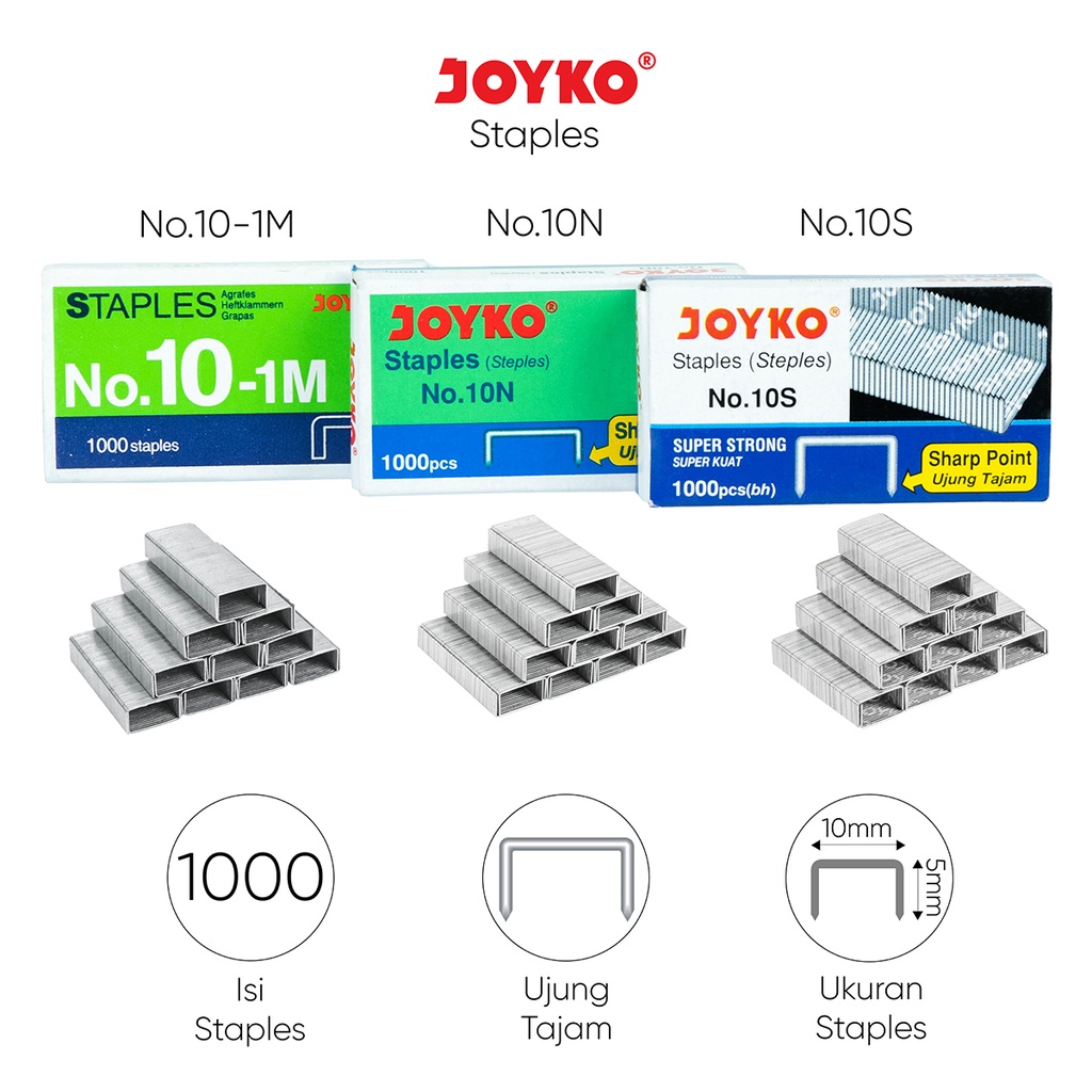Staples Fill Stapler Refill Joyko Stapler No. 10 1 Box 1000 Pcs ...