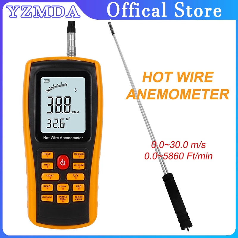 LCD Digital Anemometer Wind Speed GaugeTemperature Measurement 0-45°C ...