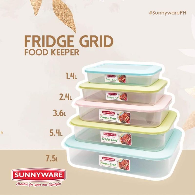 (SET OF 3) SUNNYWARE FRIDGE GRID FOOD CONTAINER 1.4L/2.4L/3.6L/7.5L ...