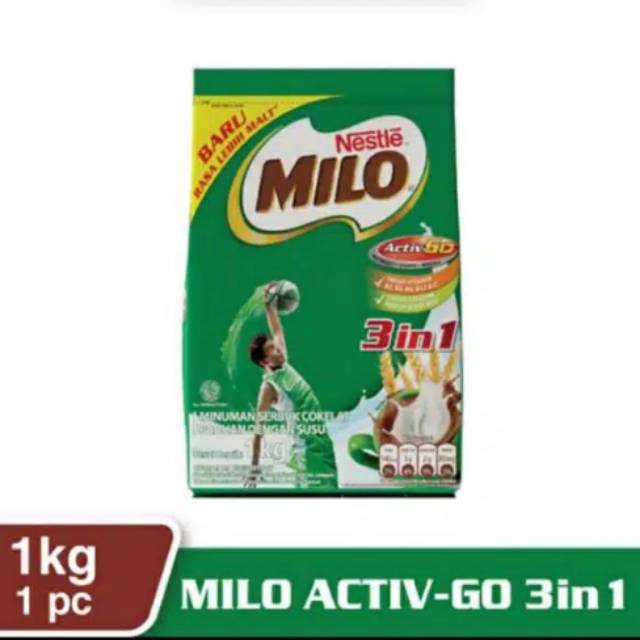 Milo nestle ACTIV-GO milk 3in1 chocolate milk powder 1 Kg | Shopee ...
