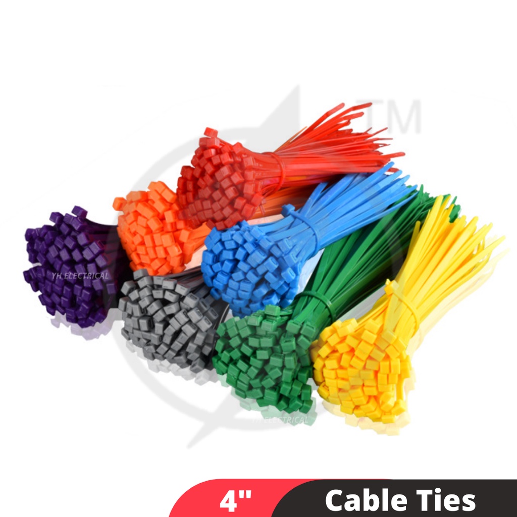 Colour Cable Tie 4" 100mm x 2.5mm Nylon Multi Color 100pcs/1pkt / Knot ...
