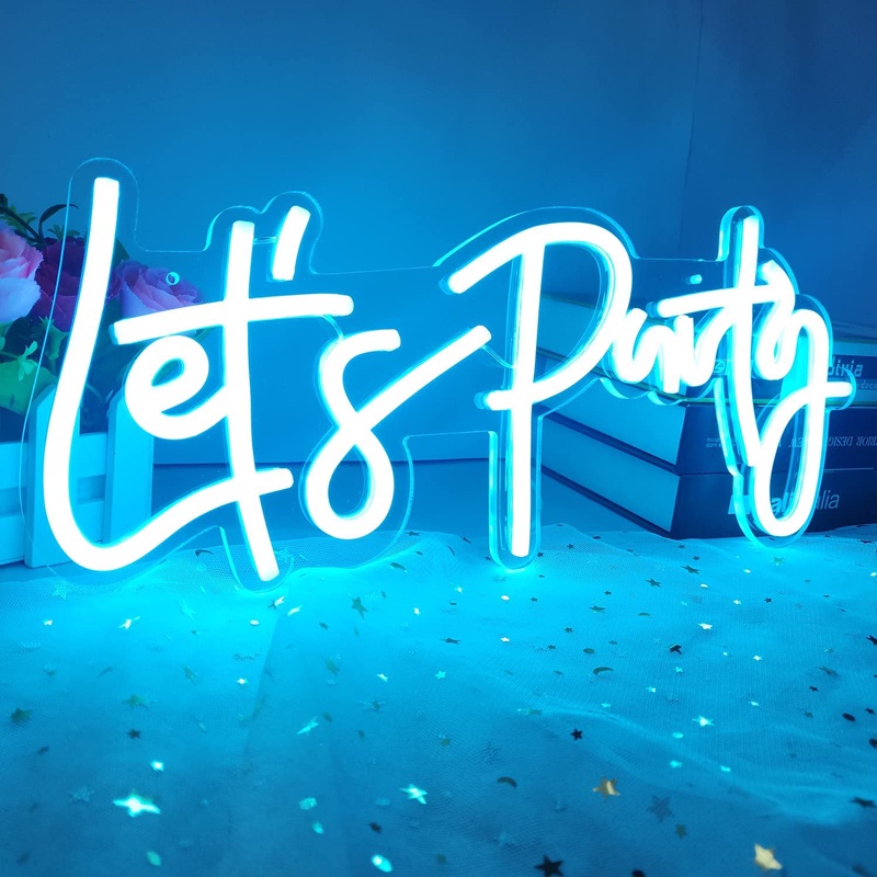 Let's Party Neon Signs Neon Light Sign for Wall Decor 16''x 7'' Word ...