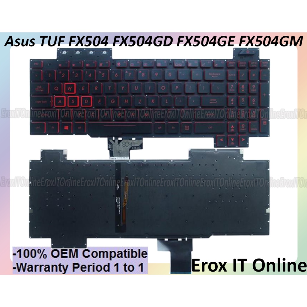 Asus TUF Gaming FX504 FX504GD FX504GE FX504GM Series AEBKLU03010 V170746GS1 Laptop Keyboard ...
