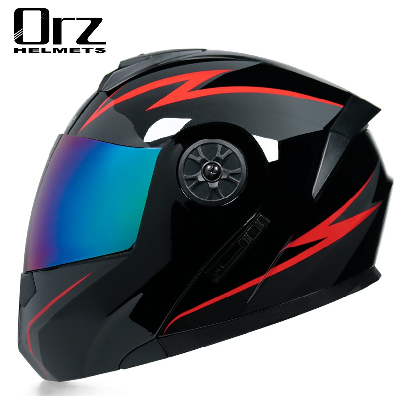 ICC and COD Motorcycle helmet double lens modular flip racing helmet ...