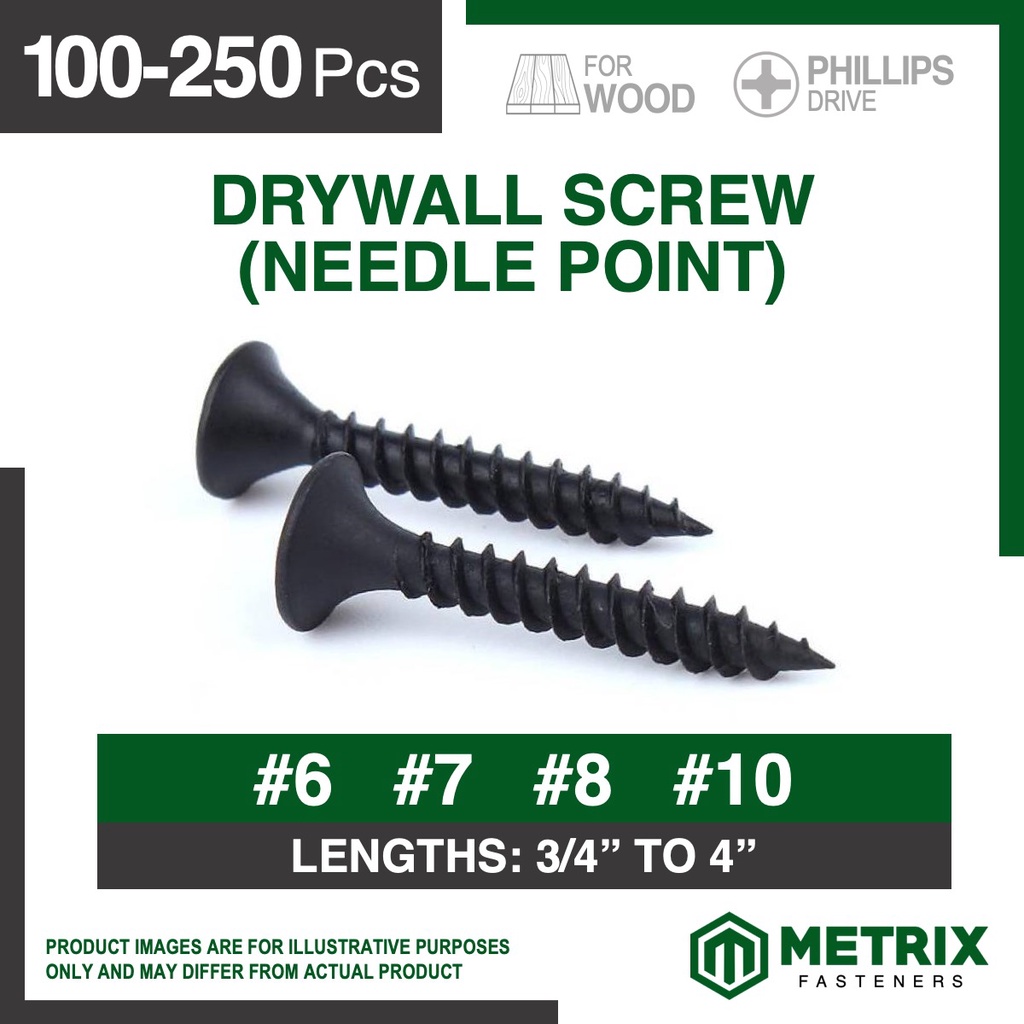100-250pcs Drywall Screw ( Gypsum ) Needle Point / Black Screw for Wood ...