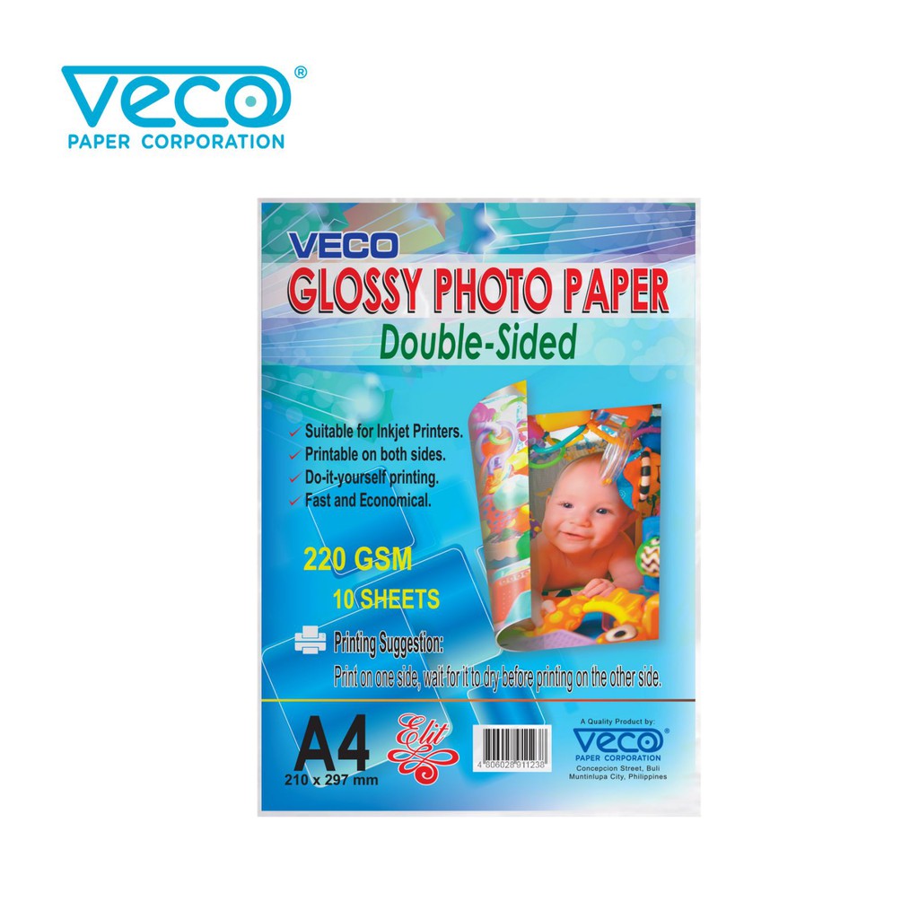 Veco Elit Inkjet 220gsm Double Sided Photopaper A4 8.25x11.75in ...