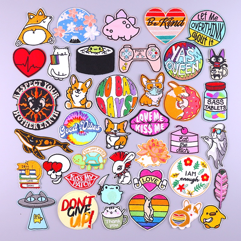 Cartoon Cute Animal velcro Patches On Clothes Corgi Applique 3D ...