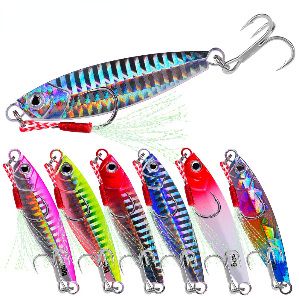 1pcs Jigging Hook Spinner Bait 7g/10g/15g/20g/30g Laser Metal Jig Umpan Casting Spoon Fishing ...