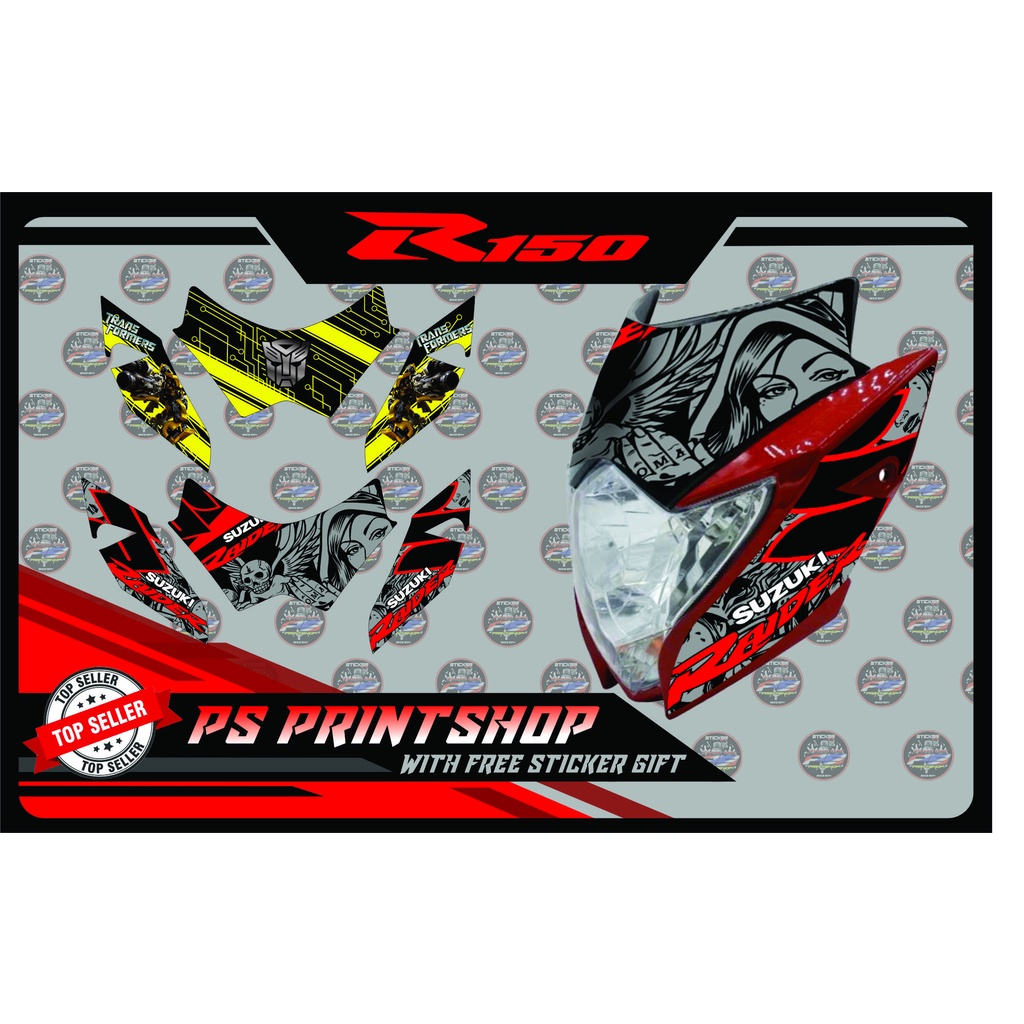 Raider 150 R150 Cowling Head Light Suzuki Sticker Decals Durable and ...