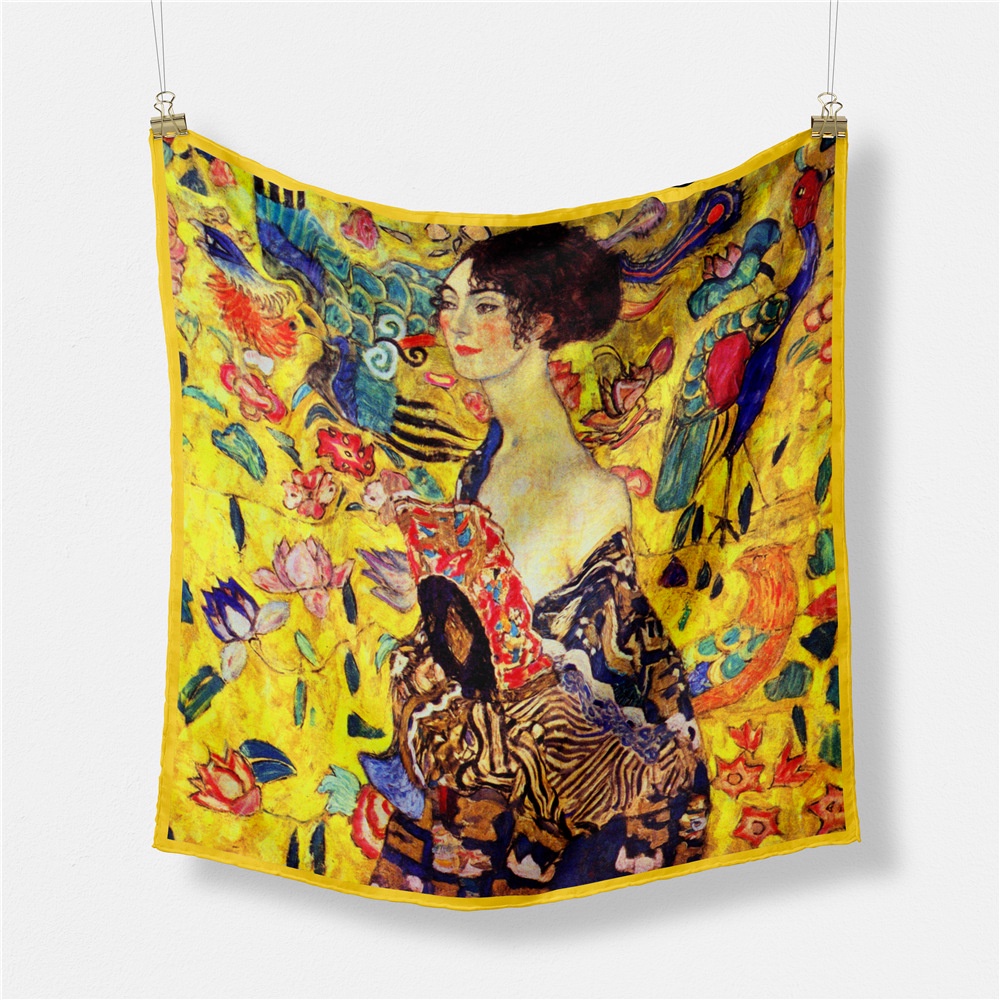 53*53CM Klimt Fan Holding Women's Summer Yellow Women's Four Seasons ...