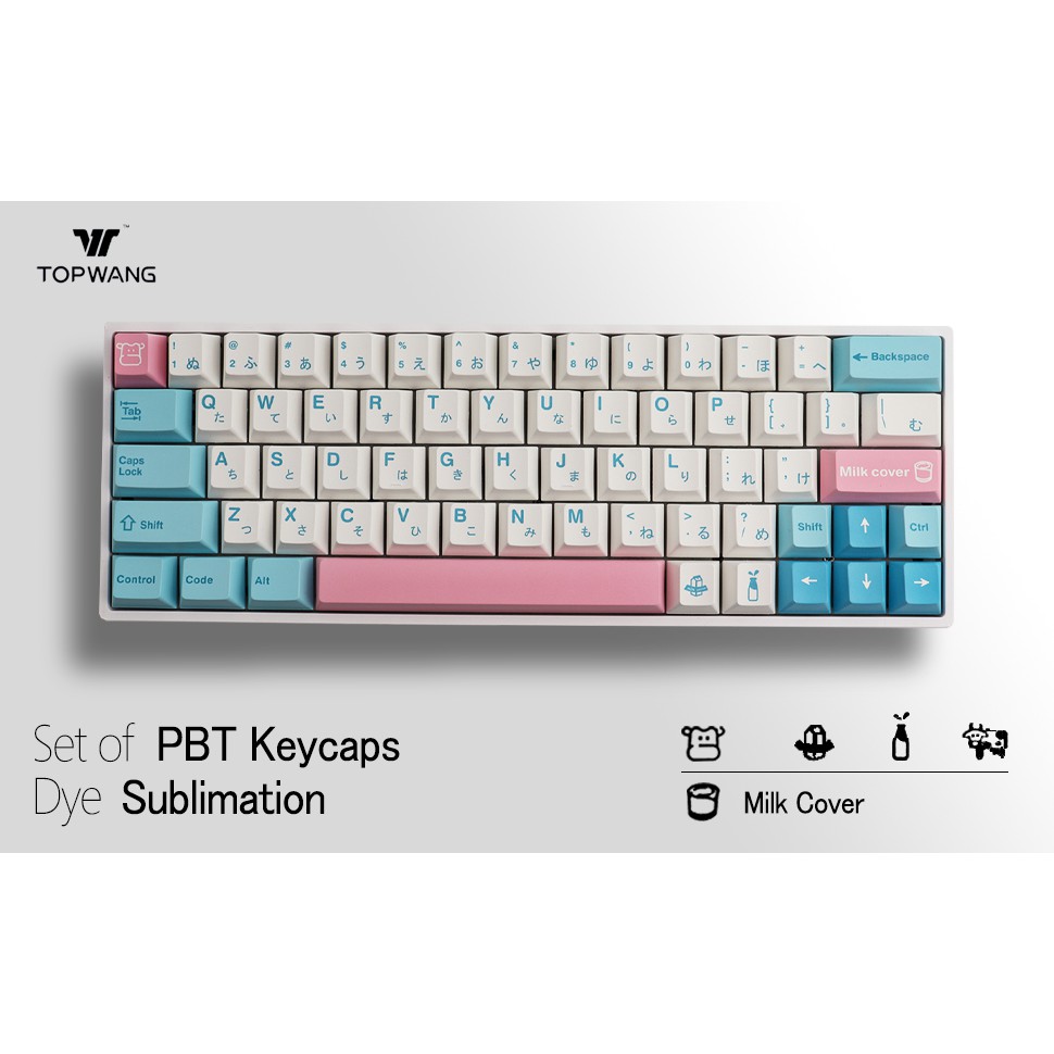Keycaps,142 Keycap PBT Sublimation Milk Cover Keycap Cherry Profile ...