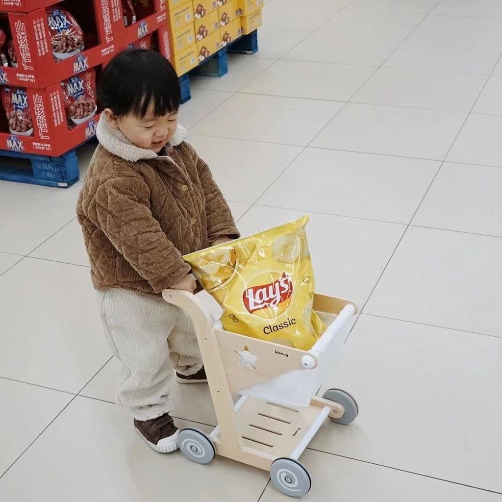 Wooden Shopping Cart Toy for kids / Shopping Cart Pretend Play | Shopee ...