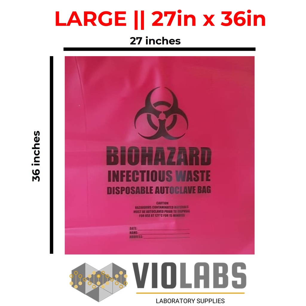 Biohazard Medical Waste Autoclave Autoclavable Bags, Large, 27in x 36in ...
