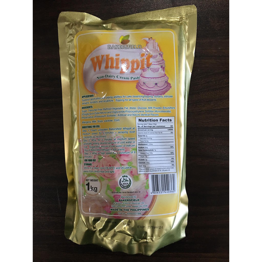 Whippit Bakersfield Non-Dairy Cream Paste 1kg | Shopee Philippines