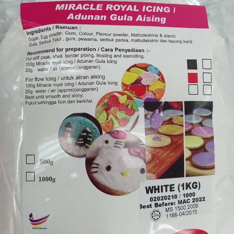 MyIce Royal Icing Premix White Adunan Gula Aising Putih 500g/1kg (EXP ...