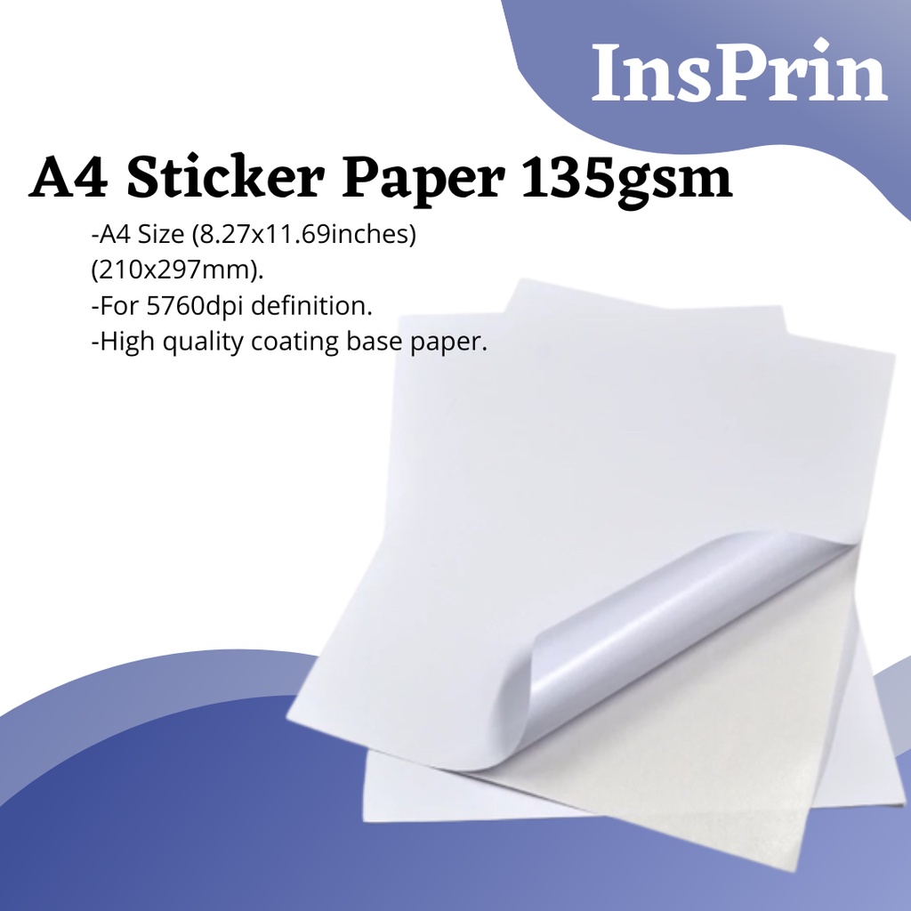 Photo Sticker Paper High Glossy A4 Self-adhesive sticker paper 115gsm ...