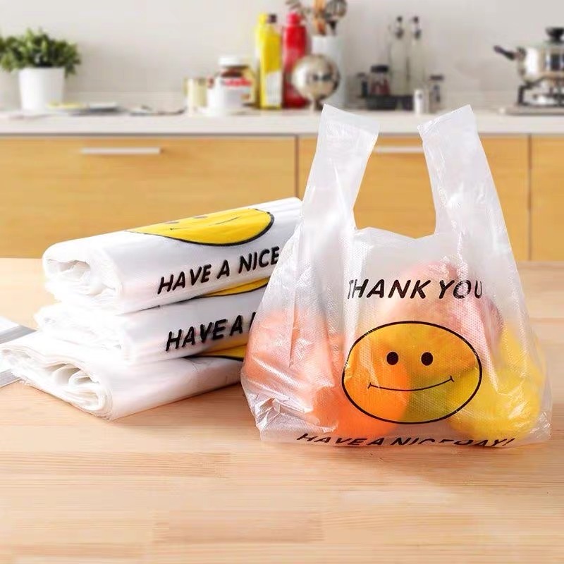 (50pcs/pack)Thank You Printed Lovely Smile Shopping Bags Supermarket ...