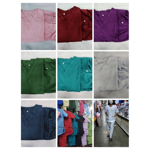 V-neck Pitch Twill Scrub Suit | Shopee Philippines