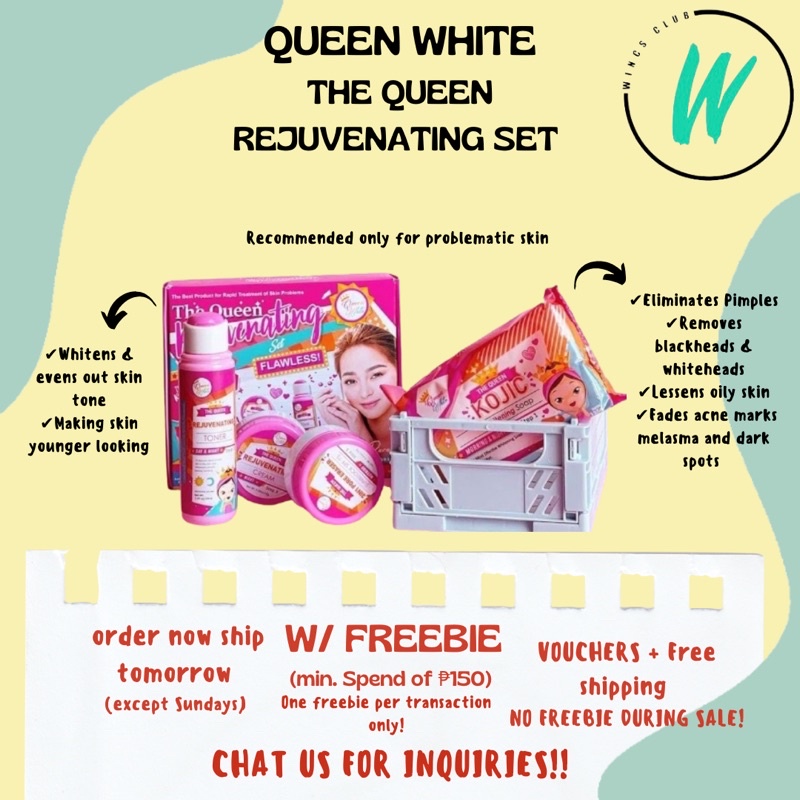 QUEEN WHITE Rejuvenating Set Anti-Acne, Acne Marks and Melasma Remover ...