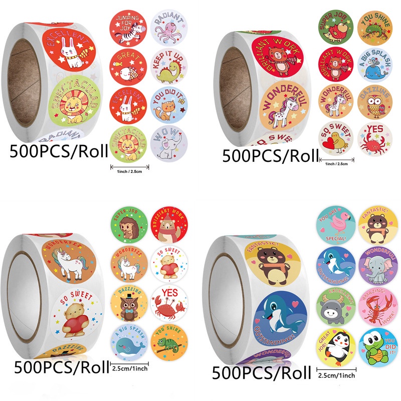 1 inch Face Stickers for Kids 500pcs/roll Reward Stickers 'WOW! YOU DID ...