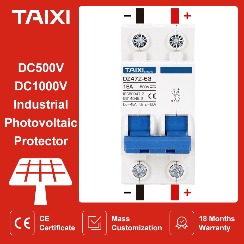 DC MCB Miniature Circuit Breakers 1000V 500V 2P 63A 50A 40A 32A 16A 100A 125A Air Switch For PV ...