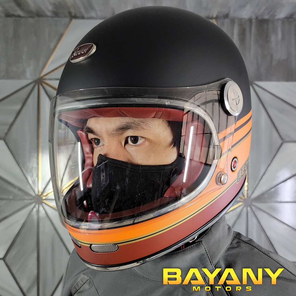 Beon B510 Black Orange Helmet, Retro Style Helmet, Fiberglass Helmet, Light Weight | Shopee ...