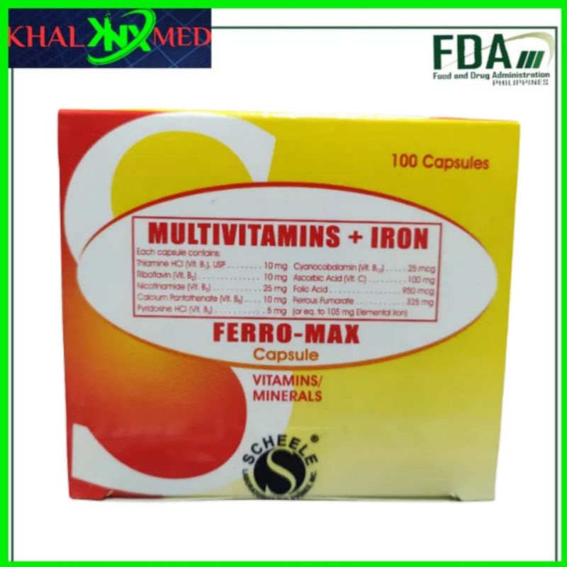 FERRO MAX MULTIVITAMINS + IRON 100 Capsules | Shopee Philippines