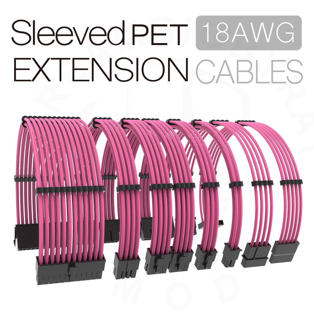 pc psu sleeved extension cable pink color cpu gpu cable | Shopee ...
