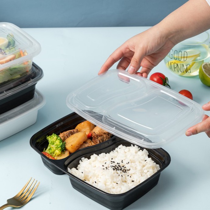 10pcs 3D Edible level Thicken Disposable Bento Box 4 division/grid with ...