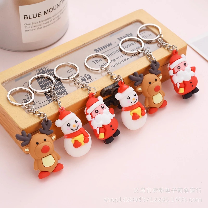 3D Christmas Snowman Deer Santa Claus Keychain Silicone Fashion Xmas ...