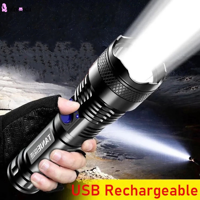 Portable Bright Strong Light Tactical Flashlight Waterproof USB ...