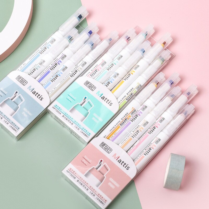 5 Colors Multi Function Dual Tips Highlighter Set | Shopee Philippines