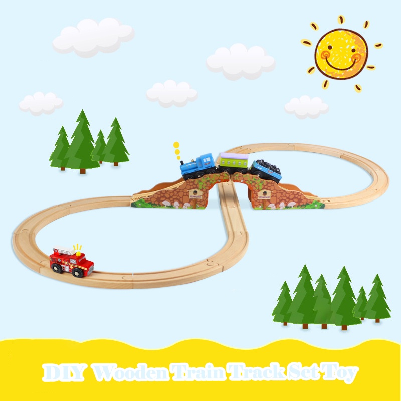Wooden Train Track Railway Train Tracks Sets Wood Train Track Road Toy ...