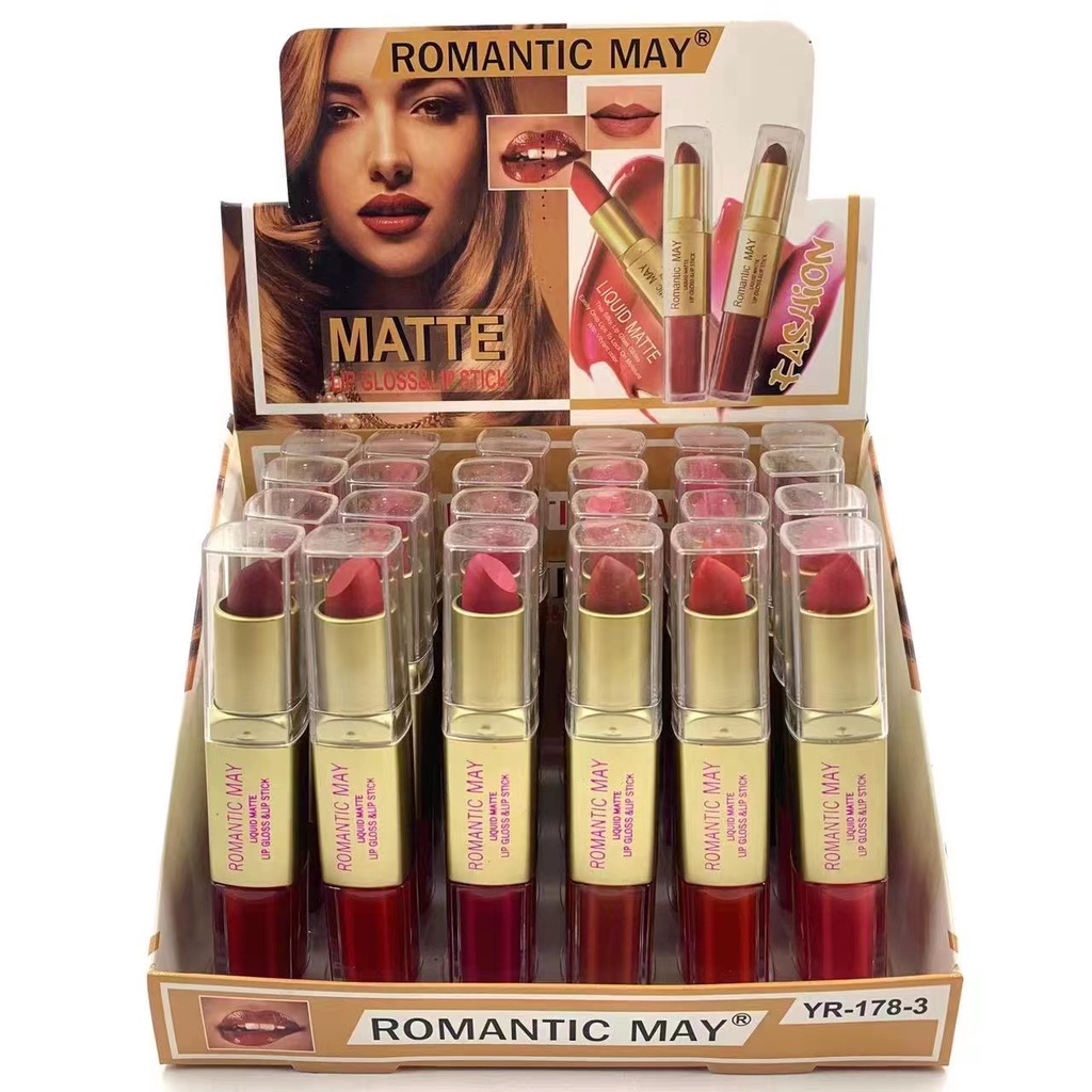 Romantic May 2in1 Liquid Matte Lipstick Lip Gloss 24pcs Set | Shopee ...