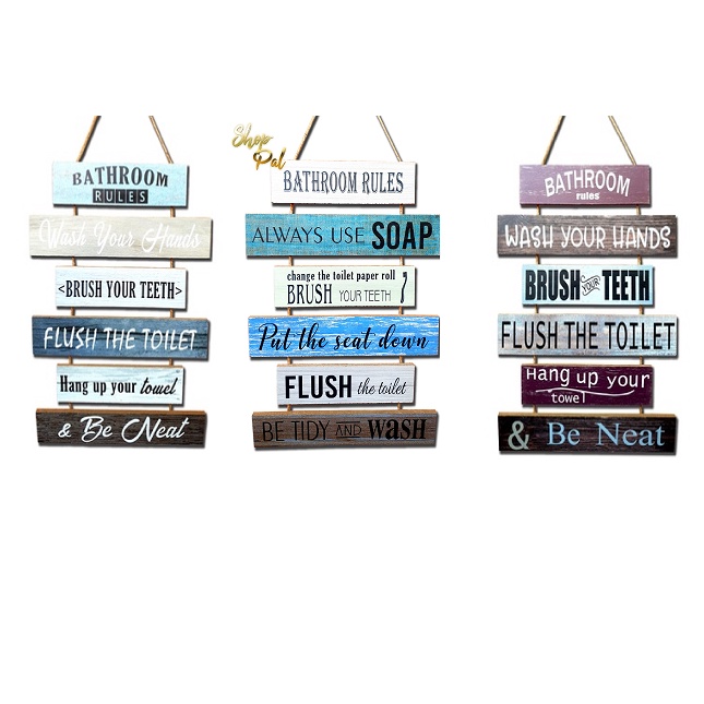 Bathroom Rules / Kitchen Rules / House Rules Wooden Signage Hanging ...