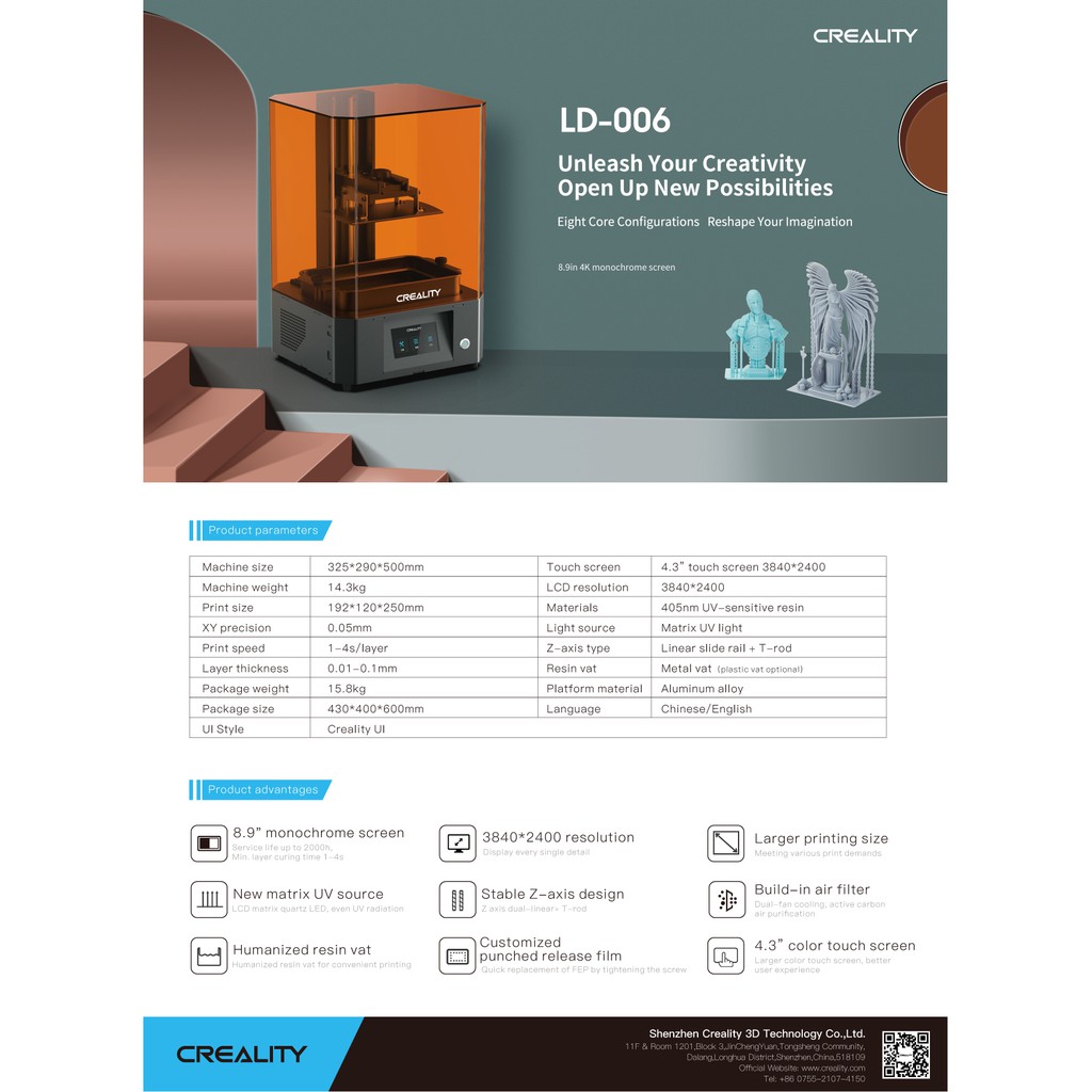 Creality LD 006 3D Printer (Creality Photosensitive Resins for 3D ...