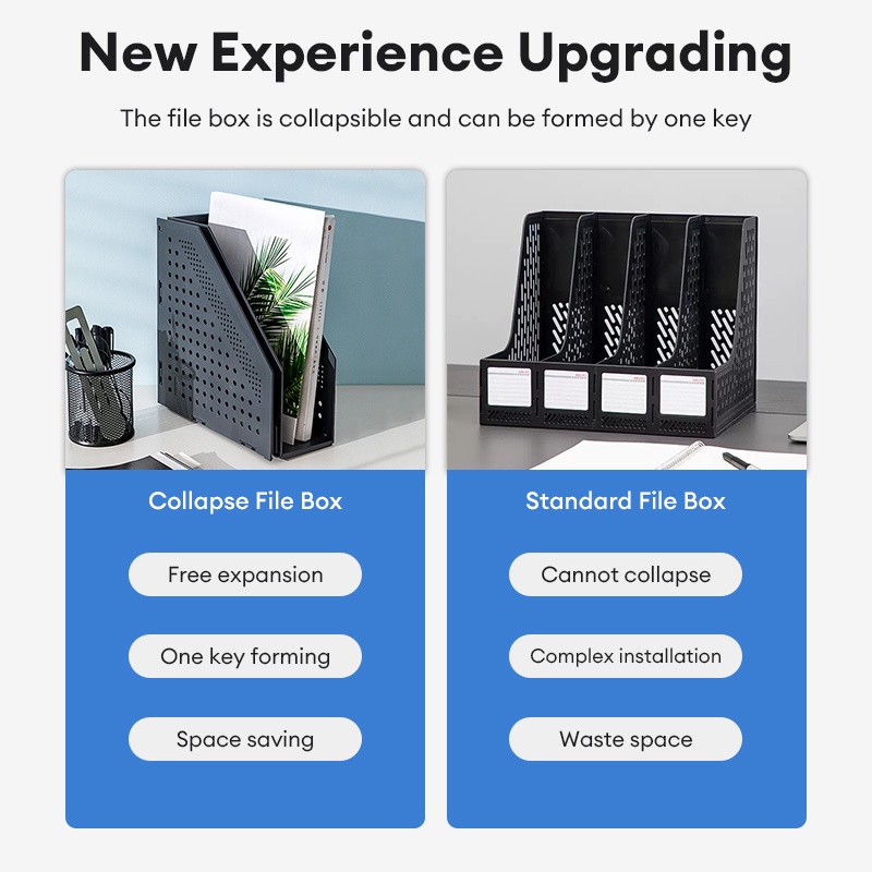 Deli Folding File Box Two-Fold Desktop Document Book Storage Office ...