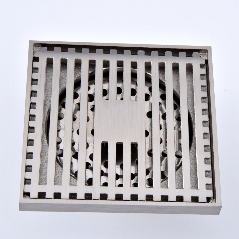 Brushed Nickel Finished Brass Square Floor Drain Anti-Odor Shower ...