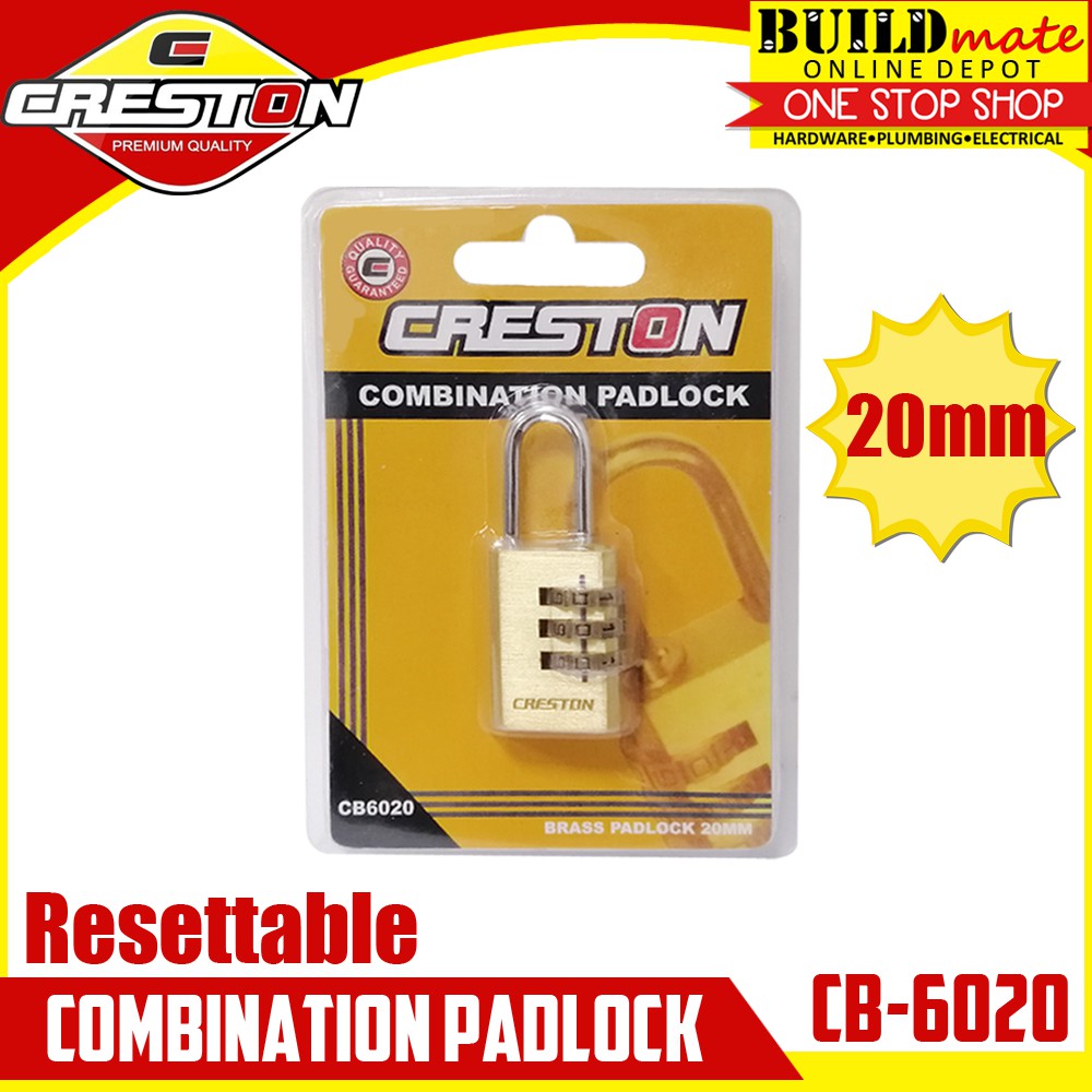 CRESTON Resettable Padlock BRASS 20mm CB-6020 •BUILDMATE• | Shopee ...