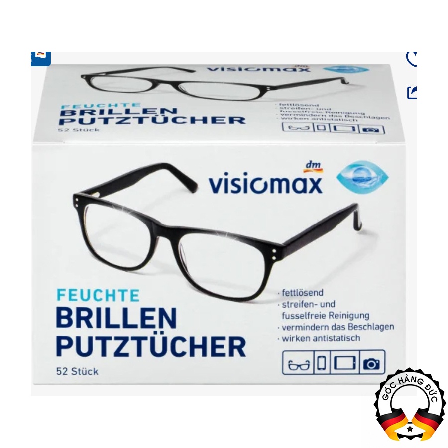 Visiomax Glass Wipes Box Of 52 Sheets Of Paper Towels, Wipe Away Dirty ...