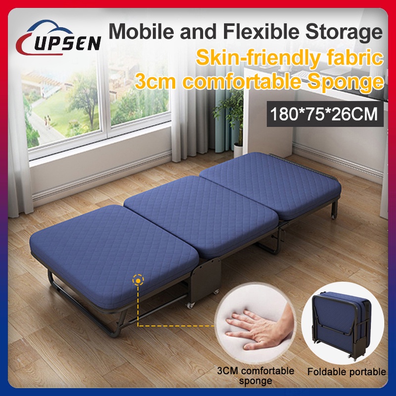 FREE SHIPPING 180cm Folding Bed Office Bed Household Simple Single ...